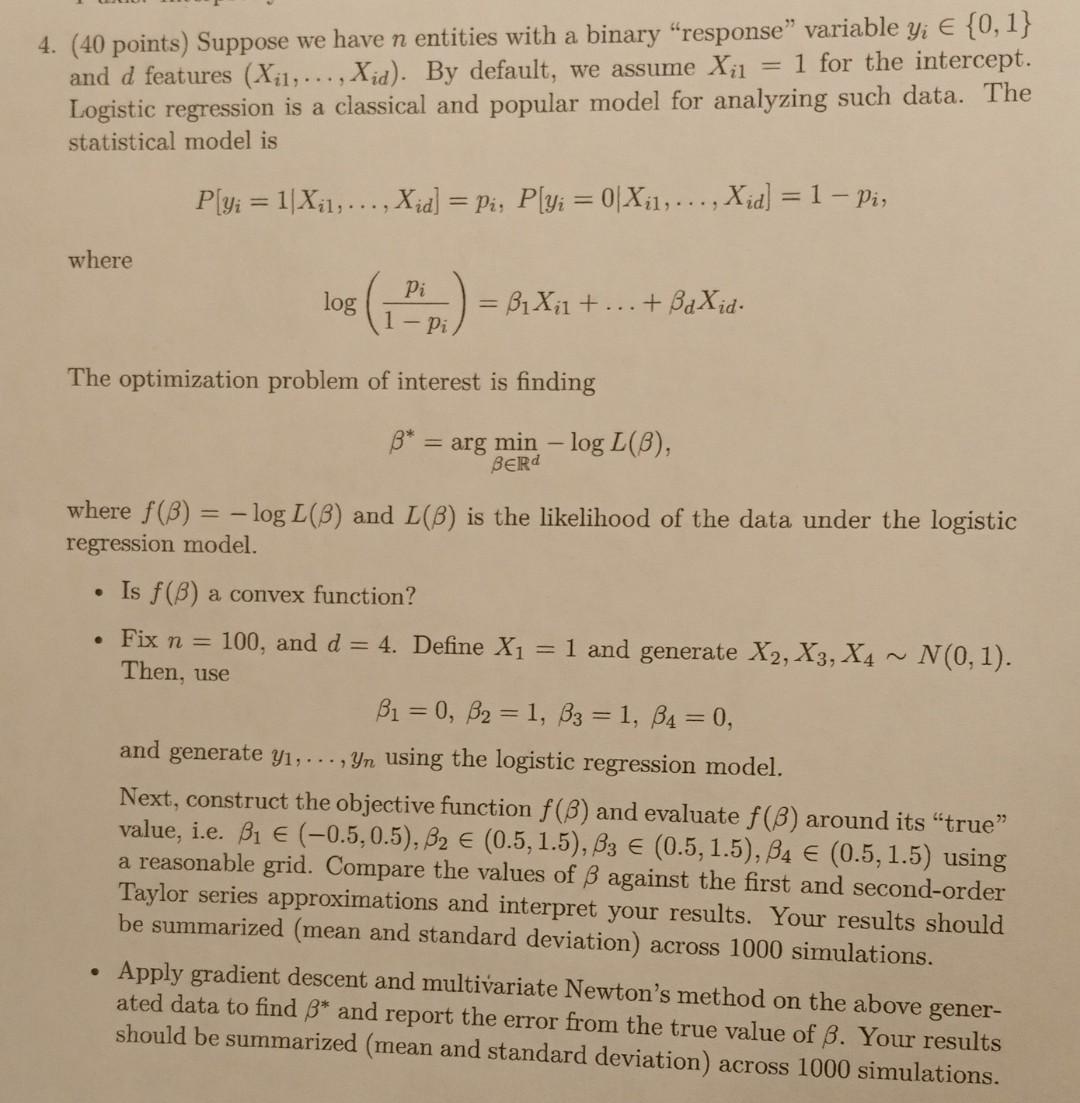 Solved 4. (40 points) Suppose we have n entities with a | Chegg.com