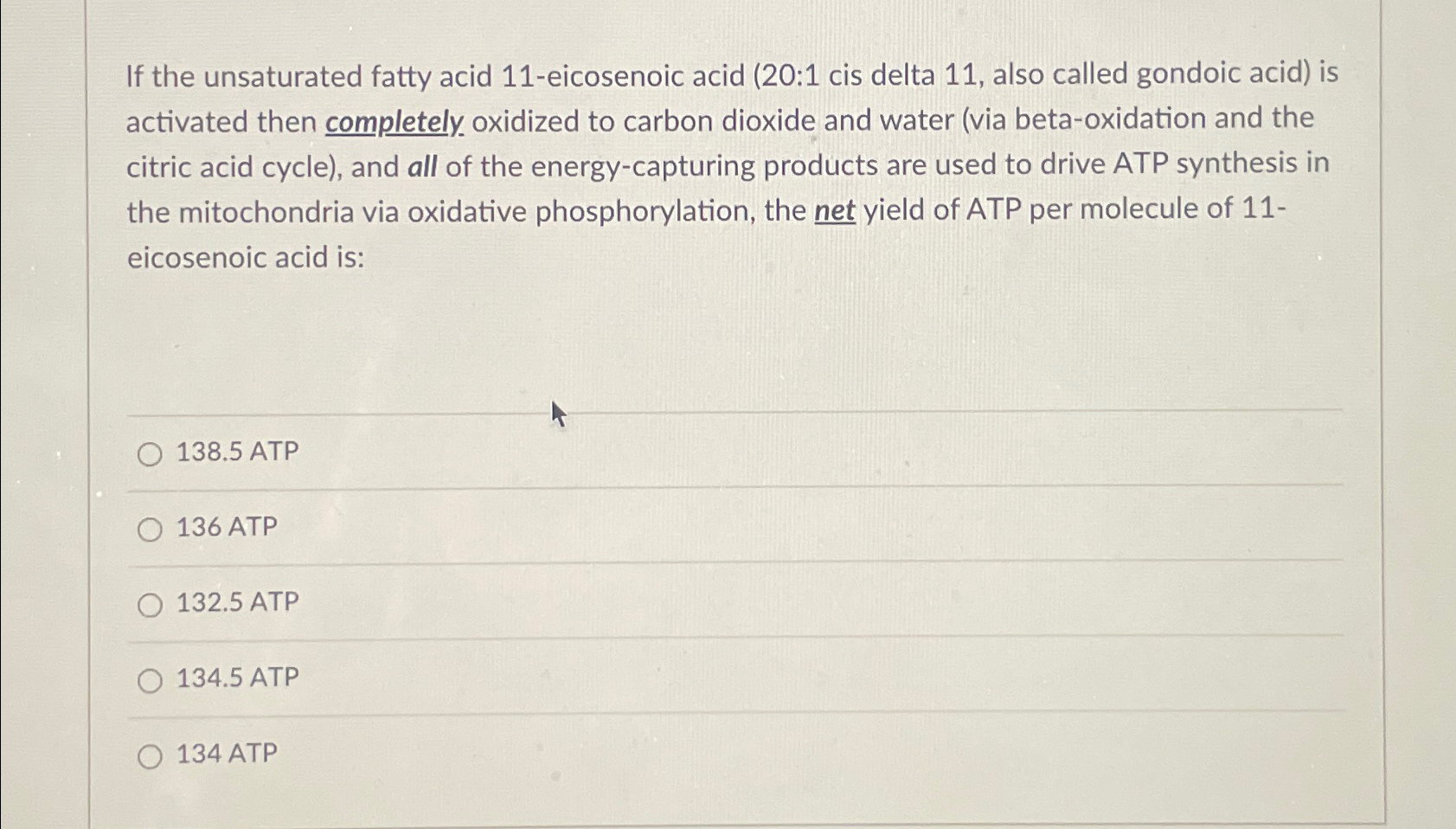 Solved If the unsaturated fatty acid 11-eicosenoic acid | Chegg.com
