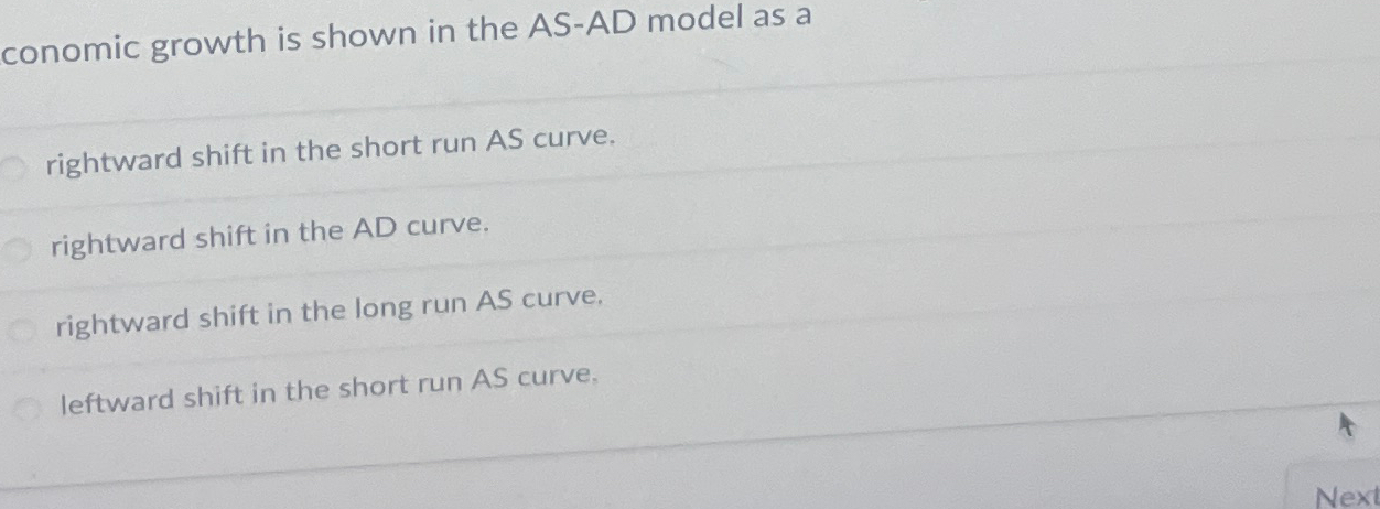 Solved conomic growth is shown in the AS-AD model as | Chegg.com