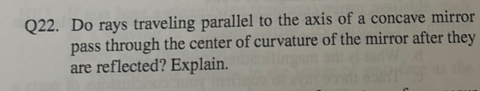 Solved Q22. ﻿Do rays traveling parallel to the axis of a | Chegg.com