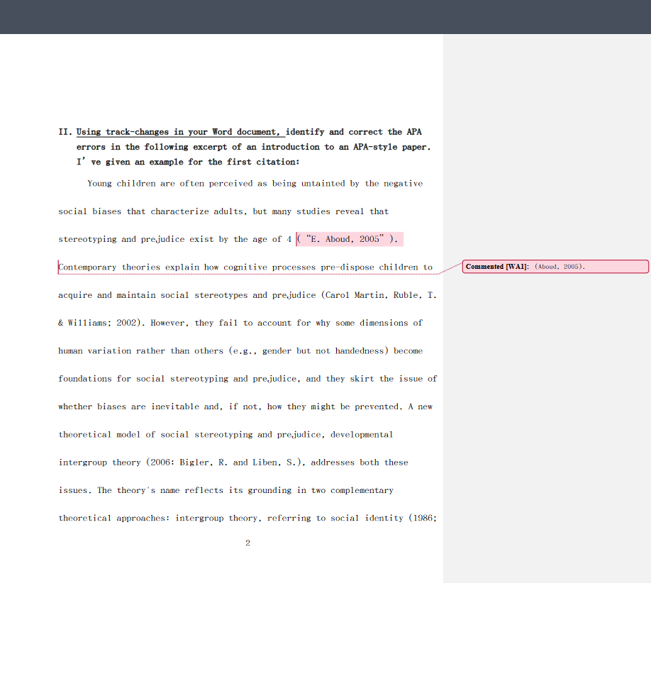 Solved II. ﻿Using track-changes in your Word document, | Chegg.com