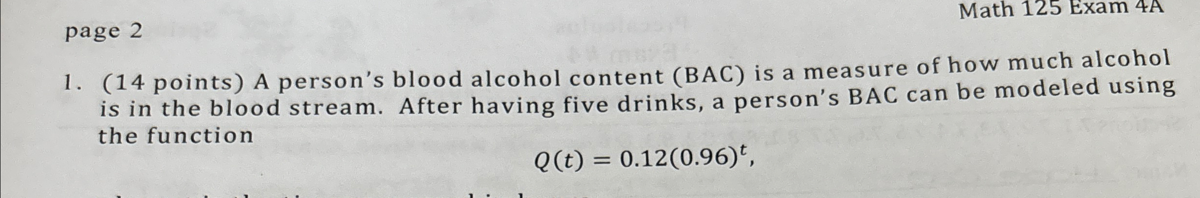 page 2(14 ﻿points) ﻿A person's blood alcohol content | Chegg.com