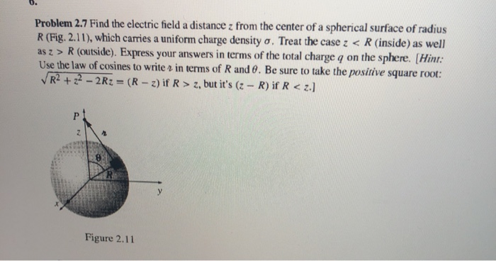 Solved Problem 2.7 Find the electric field a distance z from | Chegg.com