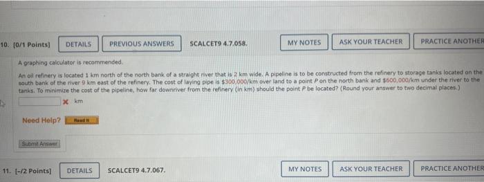 Solved A graphing calculator is recommended. An oil refinery | Chegg.com