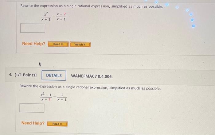 Solved Rewrite the expression as a single rational | Chegg.com
