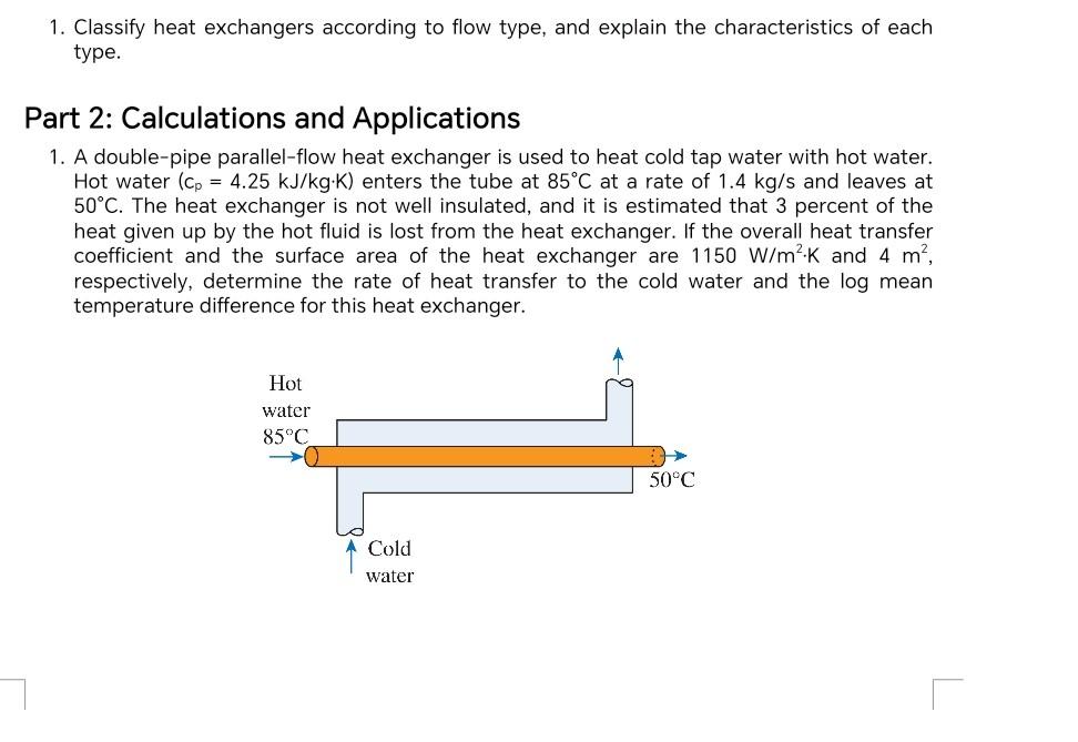 Solved 1. Classify heat exchangers according to flow type, | Chegg.com