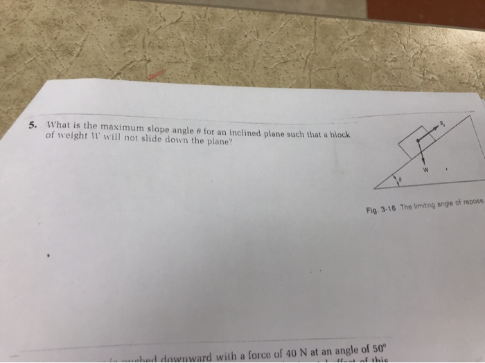 Solved 5. What is the maximum slope angle 8 for an inclined | Chegg.com