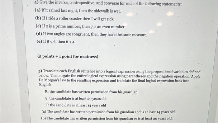Solved This is Discrete Math with Propistional Logic Im | Chegg.com