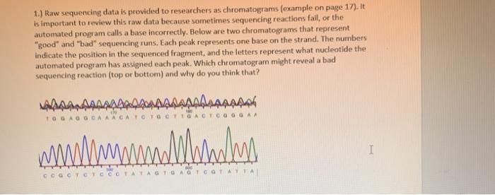 Solved 1.) Raw sequencing data is provided to researchers as | Chegg.com