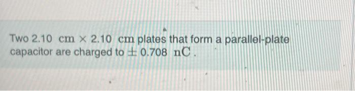 Solved Two 2.10 cm×2.10 cm plates that form a parallel-plate | Chegg.com