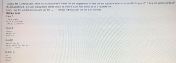 Solved This is using Python. Given a file "sentences.txt", | Chegg.com