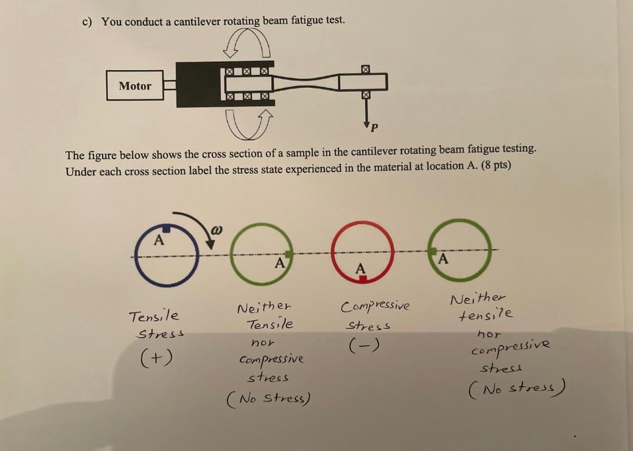 Solved c) You conduct a cantilever rotating beam fatigue | Chegg.com