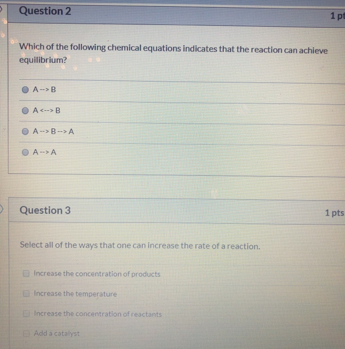 Solved Question 2 1 pt Which of the following chemical | Chegg.com