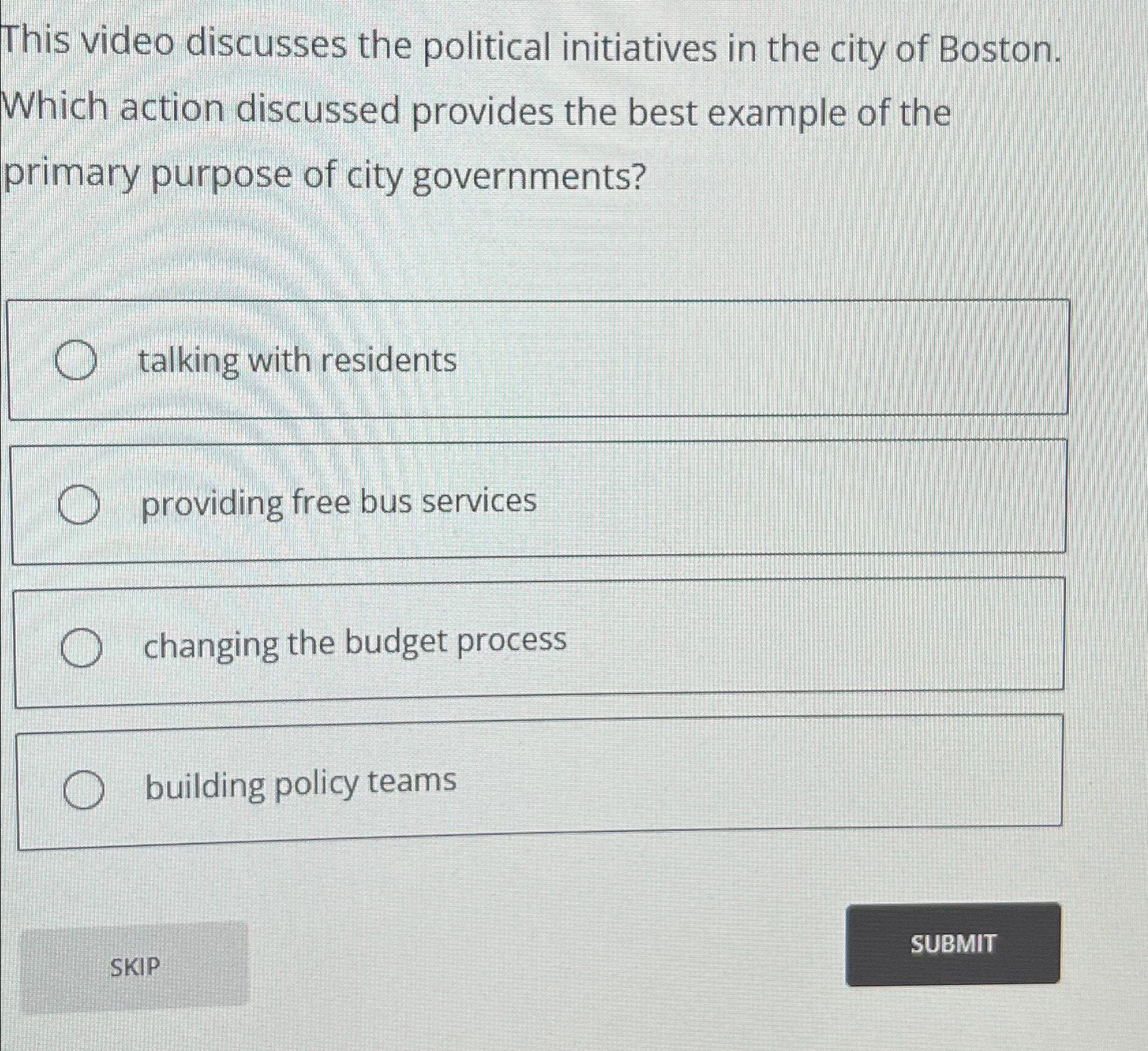 Solved This video discusses the political initiatives in the | Chegg.com
