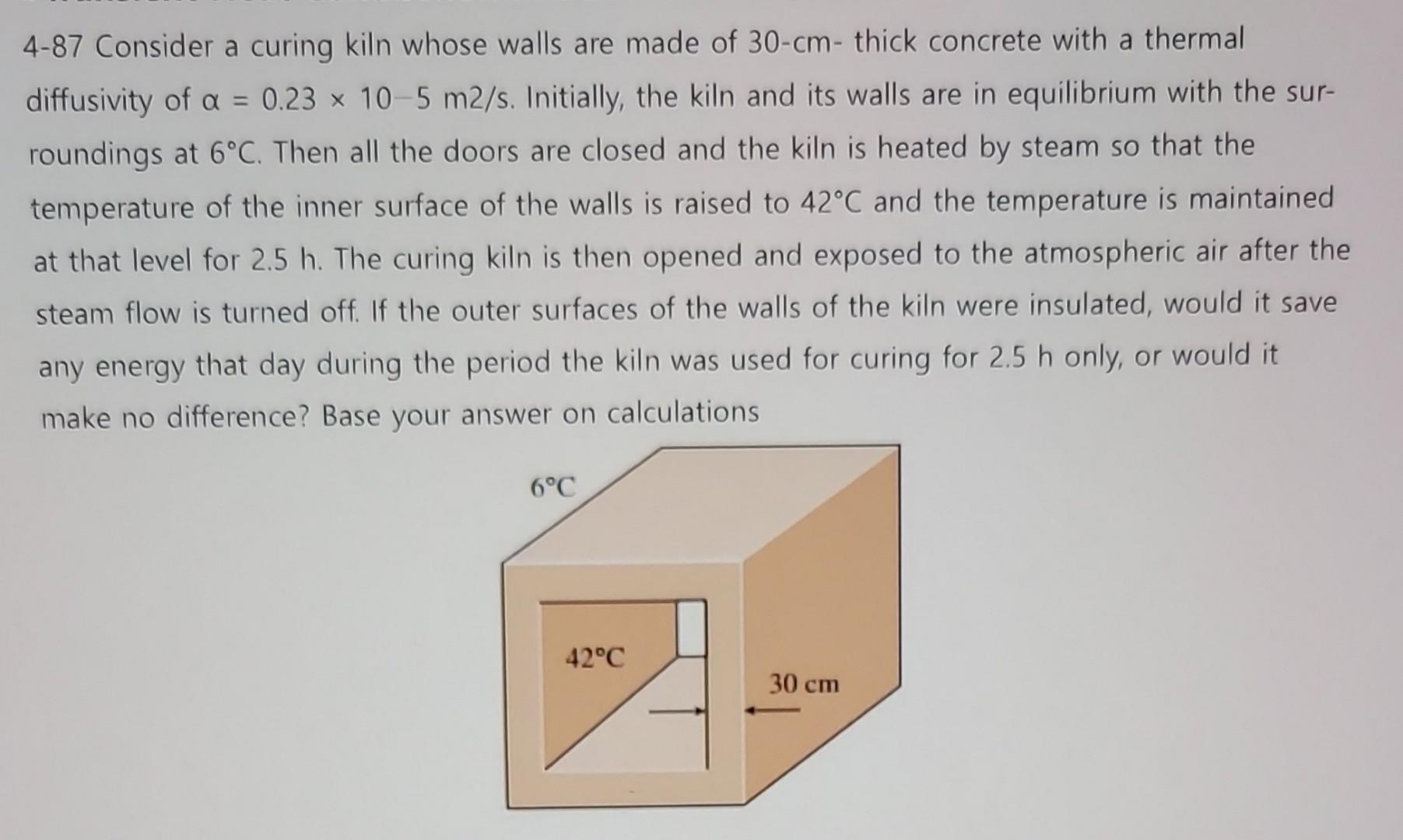 Solved 4-87 Consider a curing kiln whose walls are made of | Chegg.com