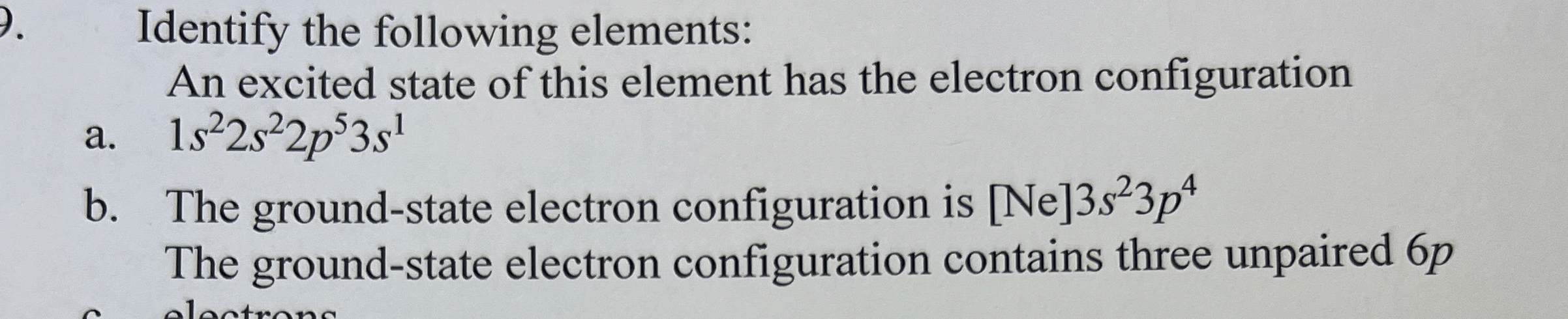 Solved Identify the following elements:An excited state of | Chegg.com