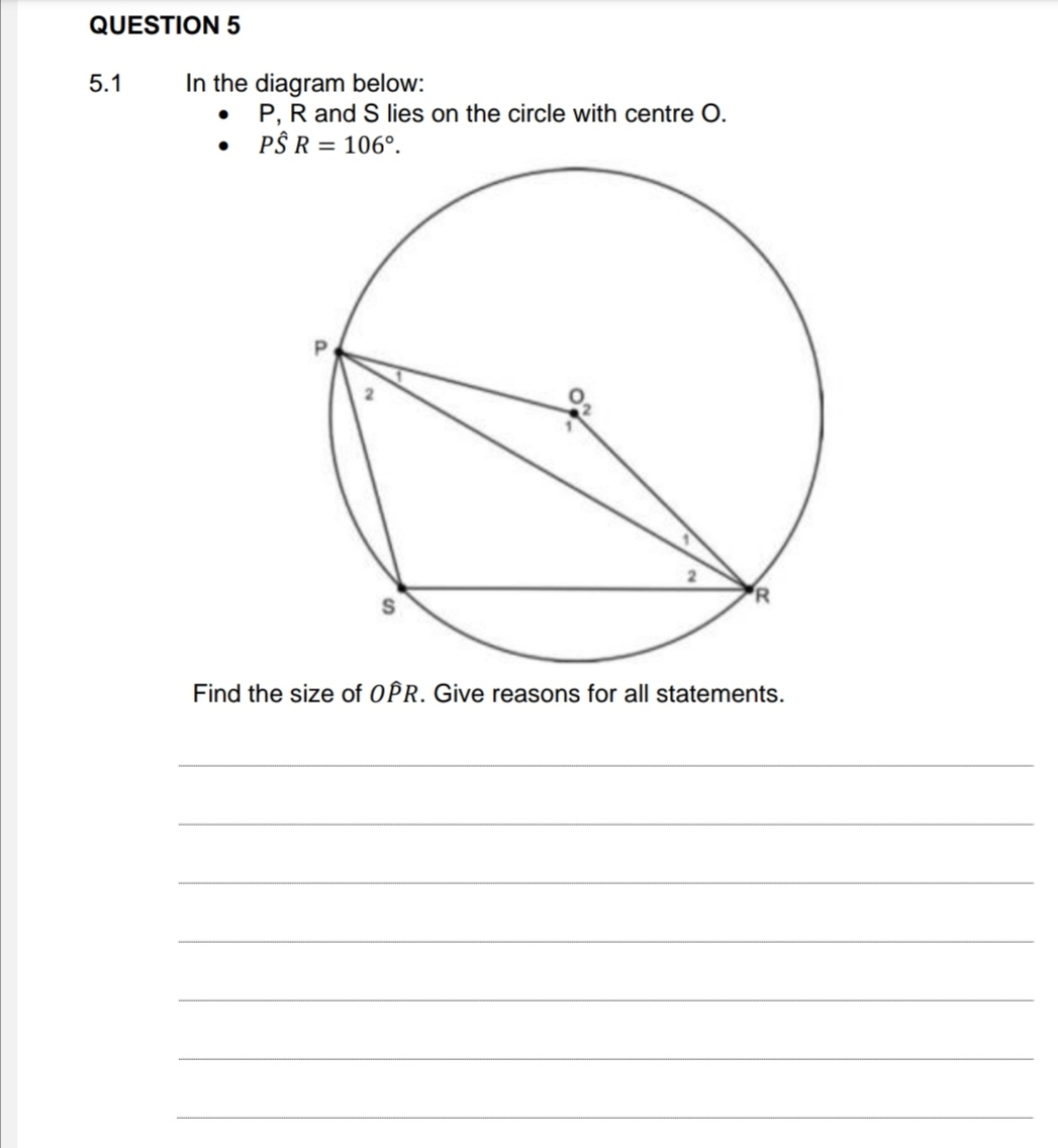 Solved QUESTION 55.1 ﻿In the diagram below:P,R ﻿and S ﻿lies | Chegg.com