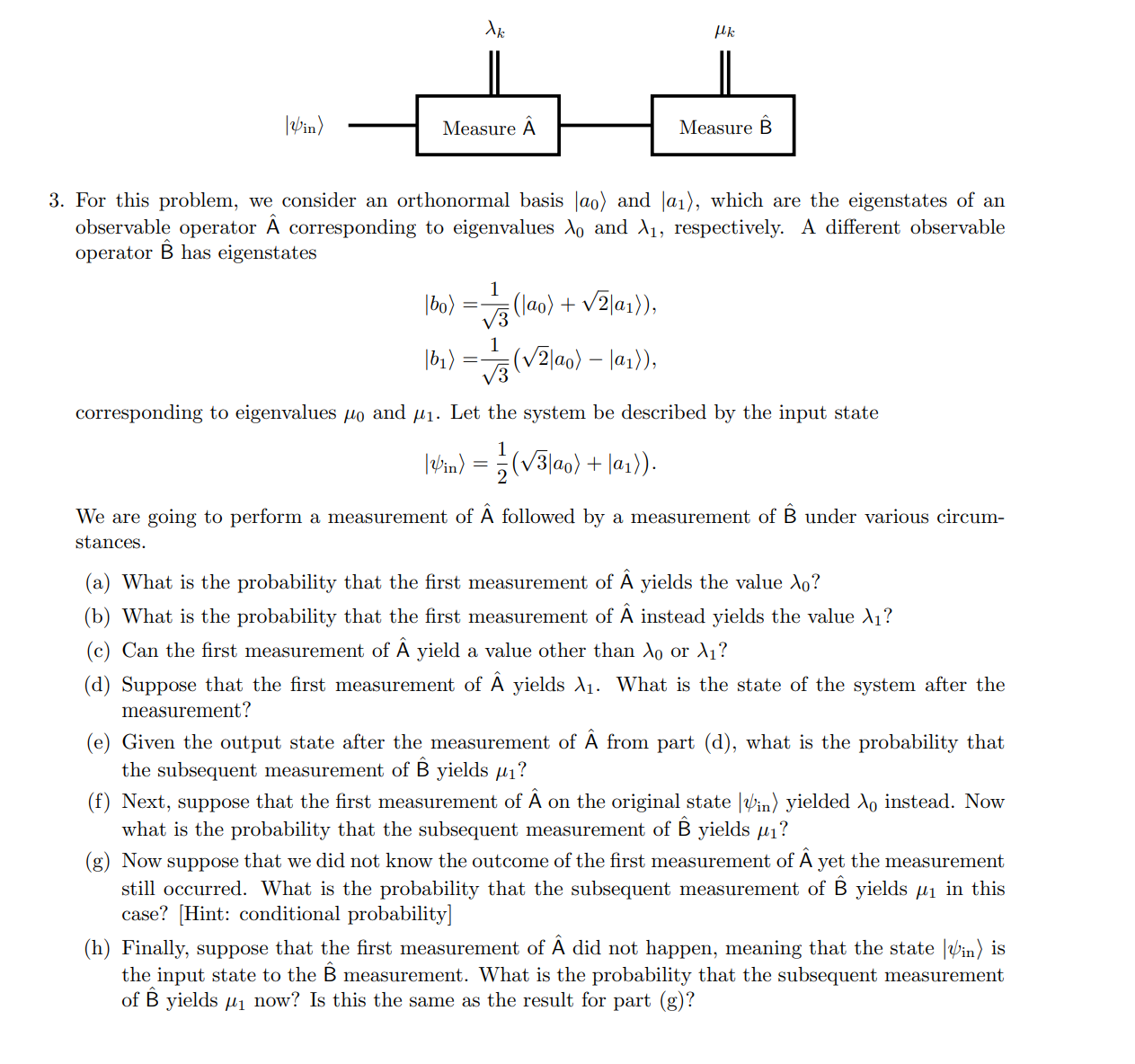 Solved For this problem, we consider an orthonormal basis | Chegg.com