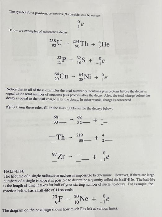 Solved The symbol for a positron, or positive B-particle can | Chegg.com