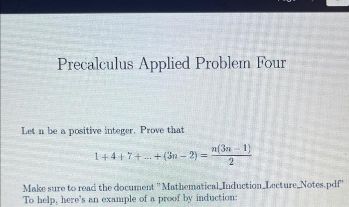 Solved Precalculus Applied Problem Four Let n be a positive | Chegg.com
