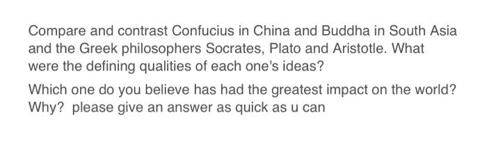 Compare and contrast Confucius in China and Buddha in | Chegg.com