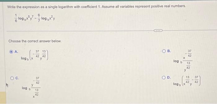 Solved Write the expression as a single logarithm with | Chegg.com