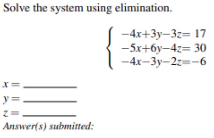 Solved Solve the system using elimination. | Chegg.com