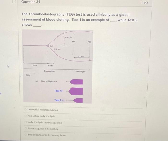 Solved Question 34 5 pts The Thromboelastography (TEG) test | Chegg.com