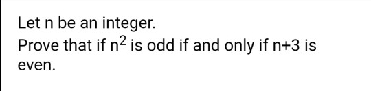 Solved Let n be an integer. Prove that if n2 is odd if and | Chegg.com
