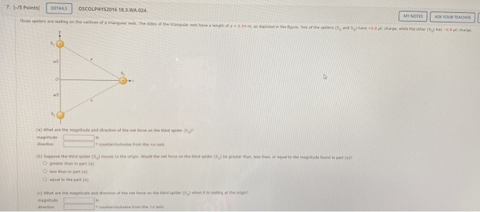 Solved 7. (-/5 Points DETAILS OSCOLPHYS2016 18.3. WA.024 MY | Chegg.com