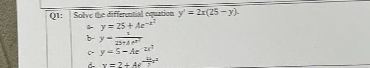 Solved Q1: Solve the differential equation | Chegg.com
