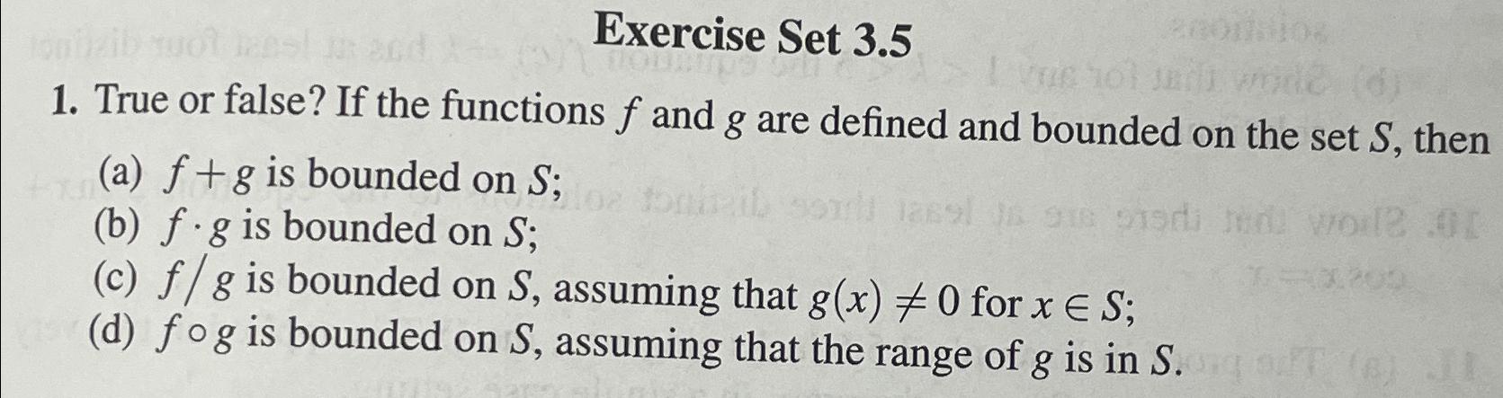 Solved Exercise Set 3.5True or false? If the functions f | Chegg.com