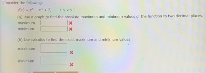 Solved Find the absolute maximum and absolute minimum values | Chegg.com