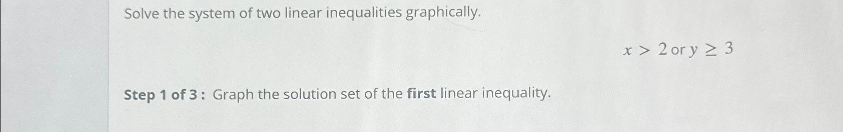 Solved Solve the system of two linear inequalities | Chegg.com