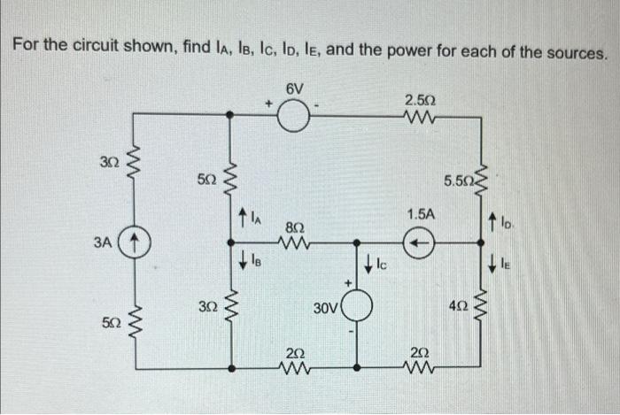Solved For the circuit shown, find IA, IB, Ic, ID, IE, and | Chegg.com