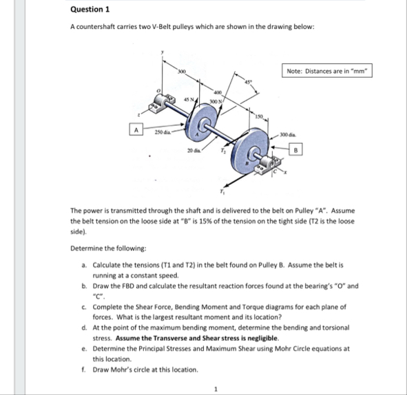 Solved Question 1A countershaft carries two V-Belt pulleys | Chegg.com