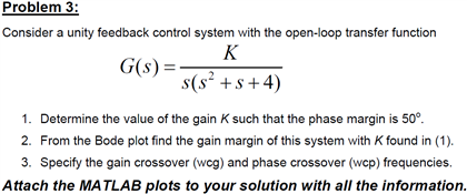 Solved Consider a unity feedback control system with the | Chegg.com