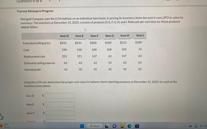 Solved Marigold Company uses the LCM method, on an | Chegg.com