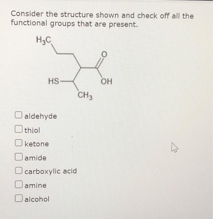 Solved Consider the structure shown and check off all the | Chegg.com