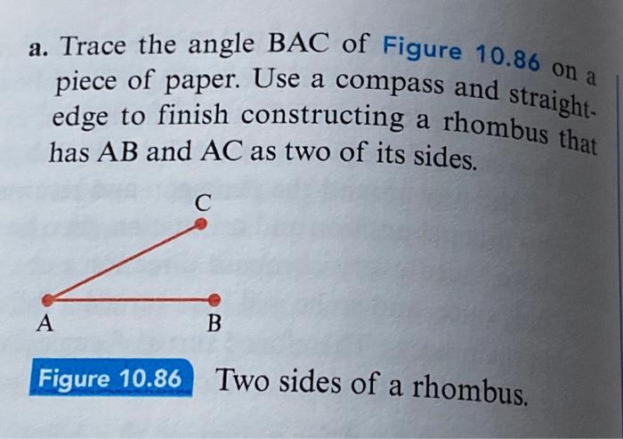 Solved a. Trace the angle BAC of Figure 10.86 on a piece of | Chegg.com