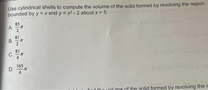 Solved Use cylindrical shells to compute the volume of the | Chegg.com