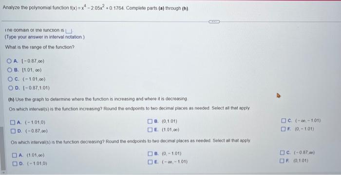 Solved Analyze The Polynomial Function 9785