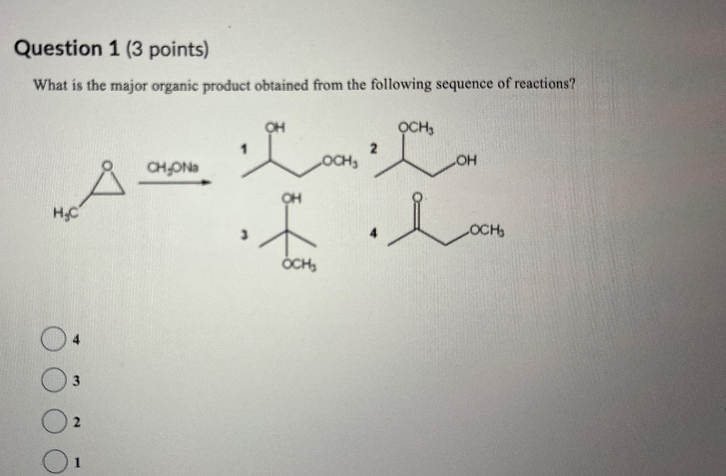 Solved Question 1 (3 ﻿points)What is the major organic | Chegg.com