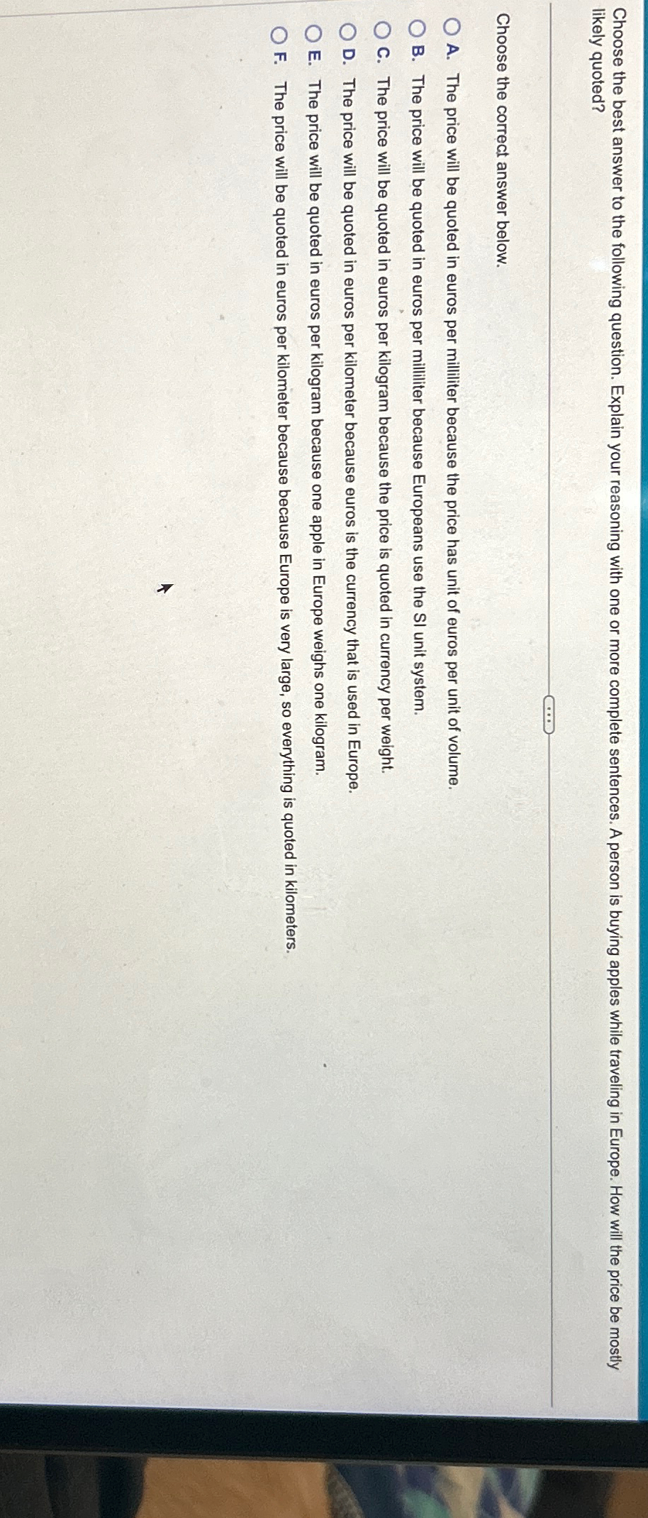 Solved Choose the best answer to the following question. | Chegg.com