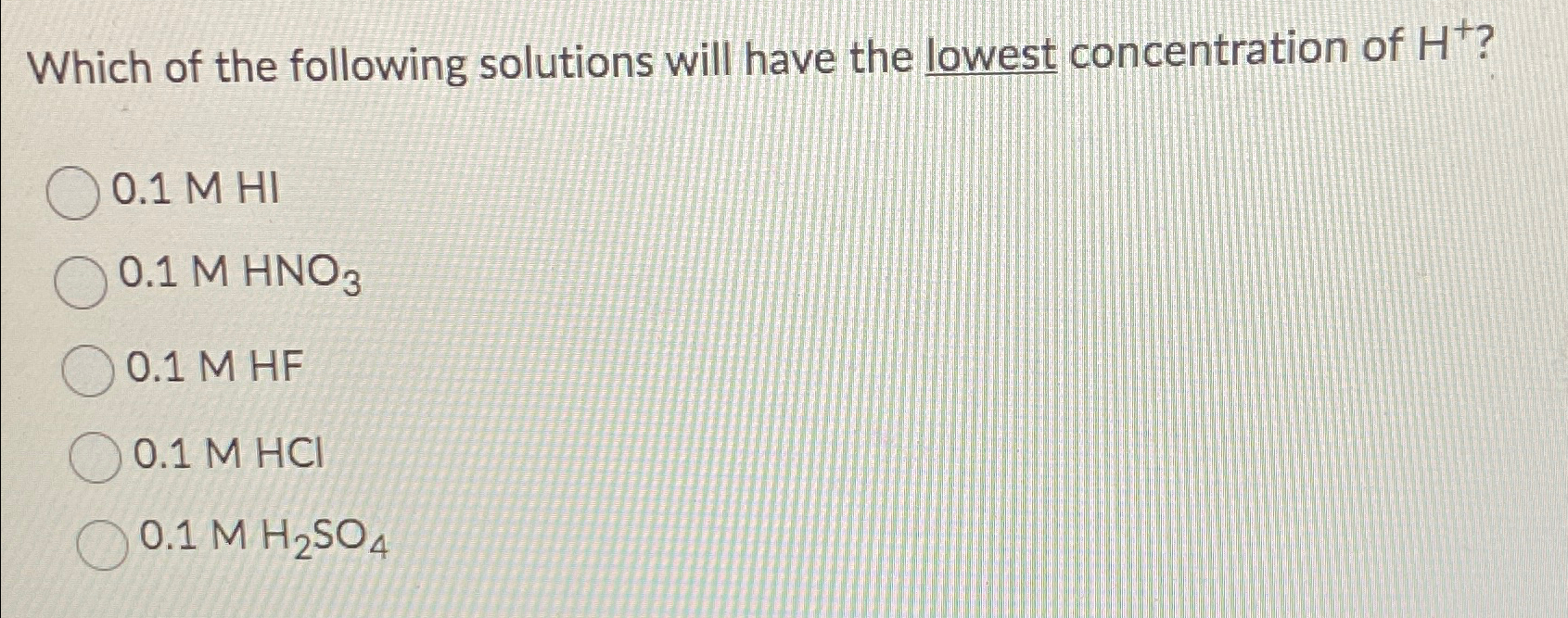 Solved Which of the following solutions will have the lowest | Chegg.com