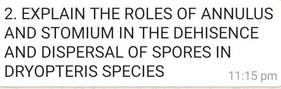 Solved 2. EXPLAIN THE ROLES OF ANNULUS AND STOMIUM IN THE | Chegg.com