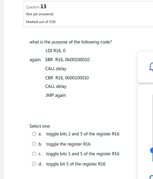 Solved what is the purpose of the following code? LDI R16, 0 | Chegg.com
