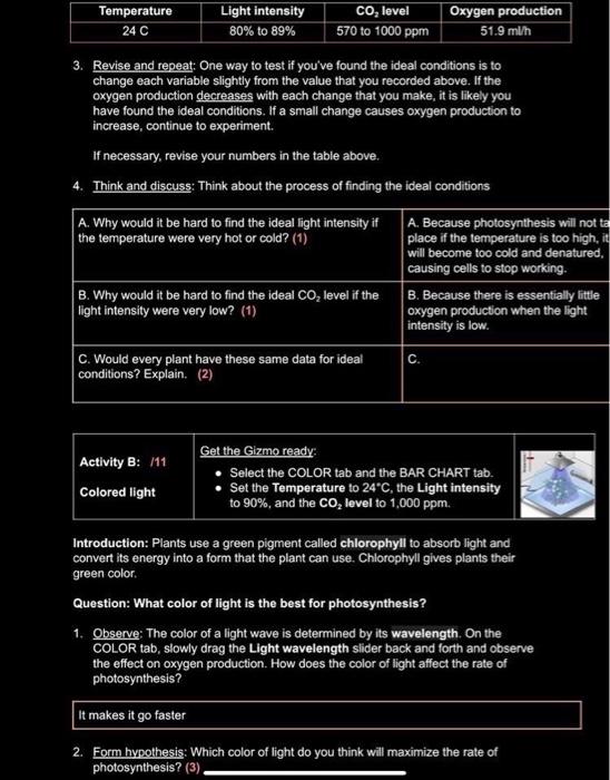 Solved Student Exploration: Photosynthesis Lab Directions: | Chegg.com