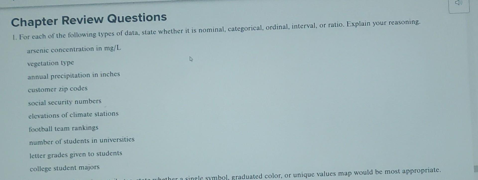 Solved Chapter Review Questions 1. For each of the following | Chegg.com