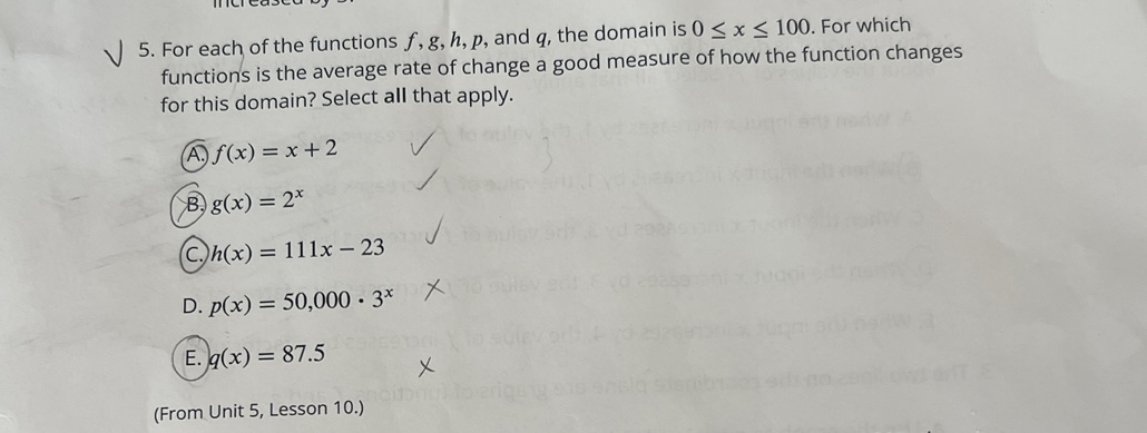 Solved For each of the functions f,g,h,p, ﻿and q, ﻿the | Chegg.com